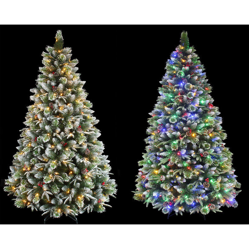The Holiday Aisle® 6 Foot Super Dual Flocked Pine Christmas Tree Pre ...