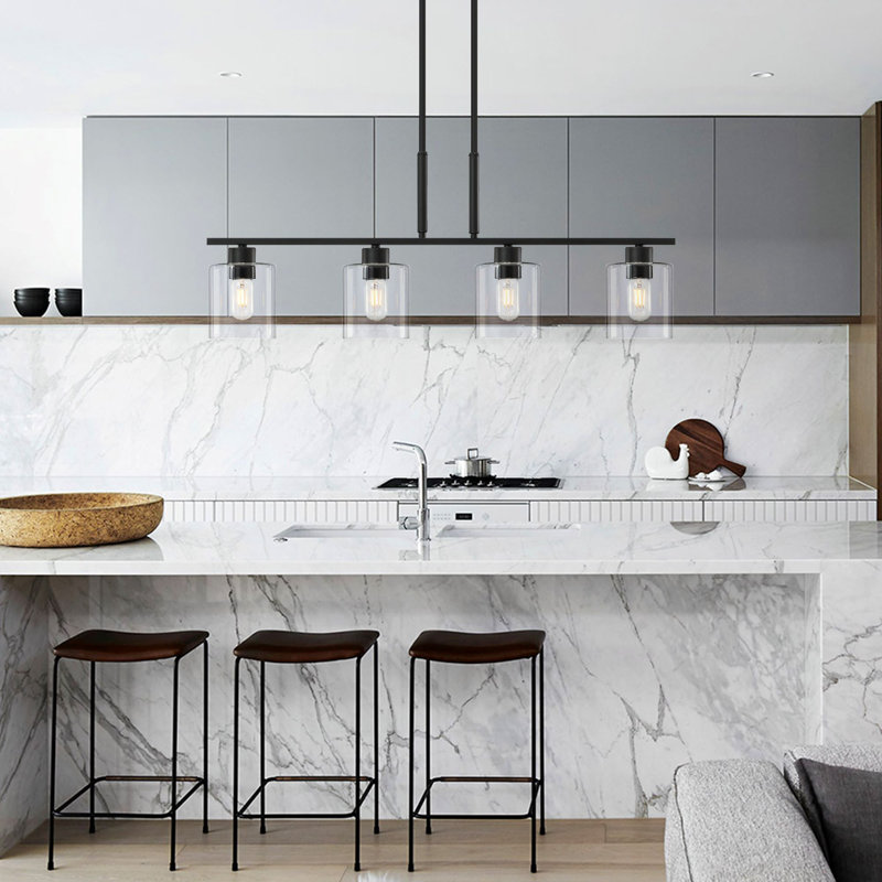 17 Stories Travus 4 - Light Kitchen Island Linear Pendant | Wayfair
