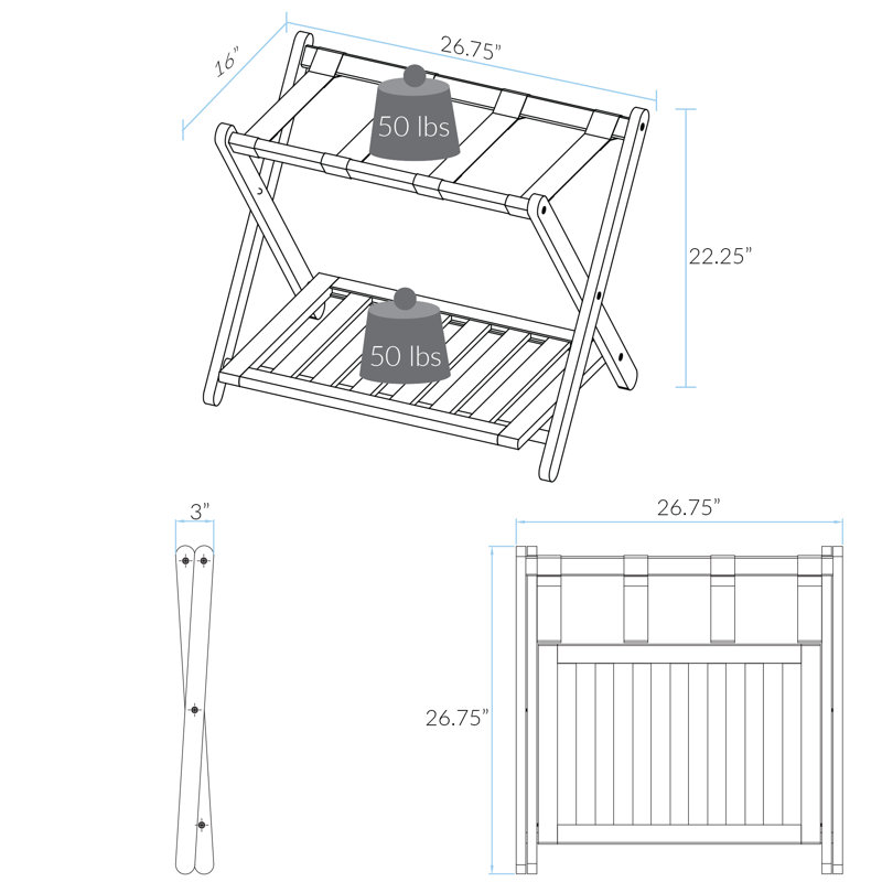 Casual Home Folding Wood Luggage Rack & Reviews | Wayfair