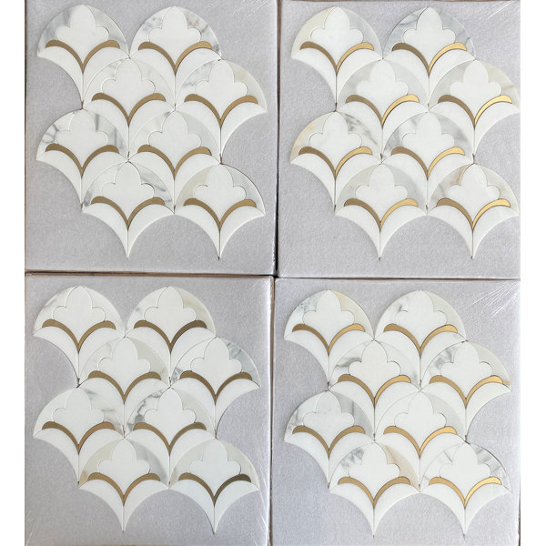 ES Stone Water Jet Water Jet 14" x 13" Marble Mosaic Tile | Perigold