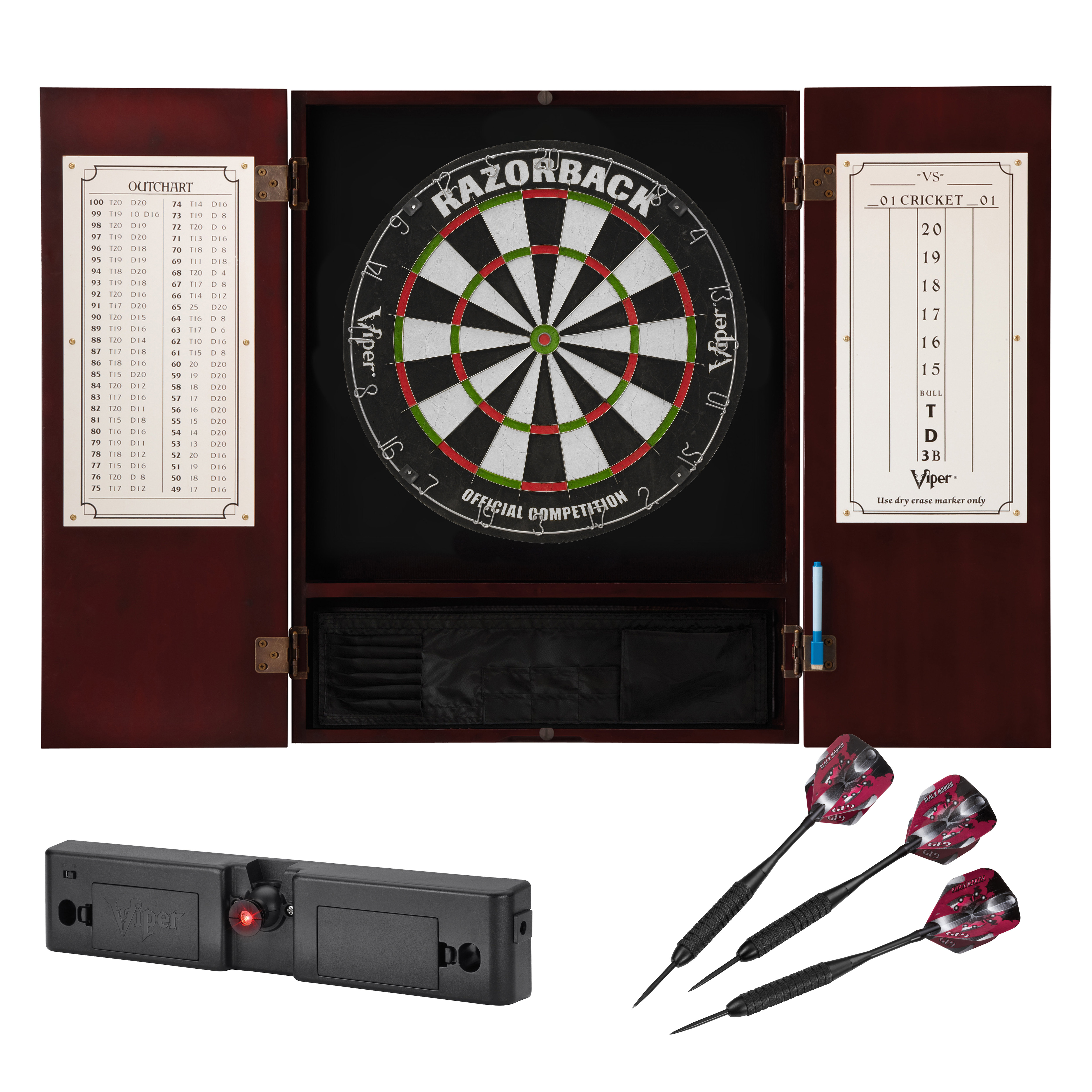 Viper Metropolitan Sisal Fiber Bristle Dartboard And Cabinet Bundle ...
