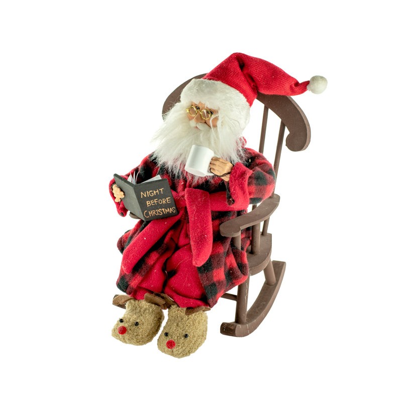 The Holiday Aisle® Sitting Bedtime Santa Claus in Rocking Chair | Wayfair