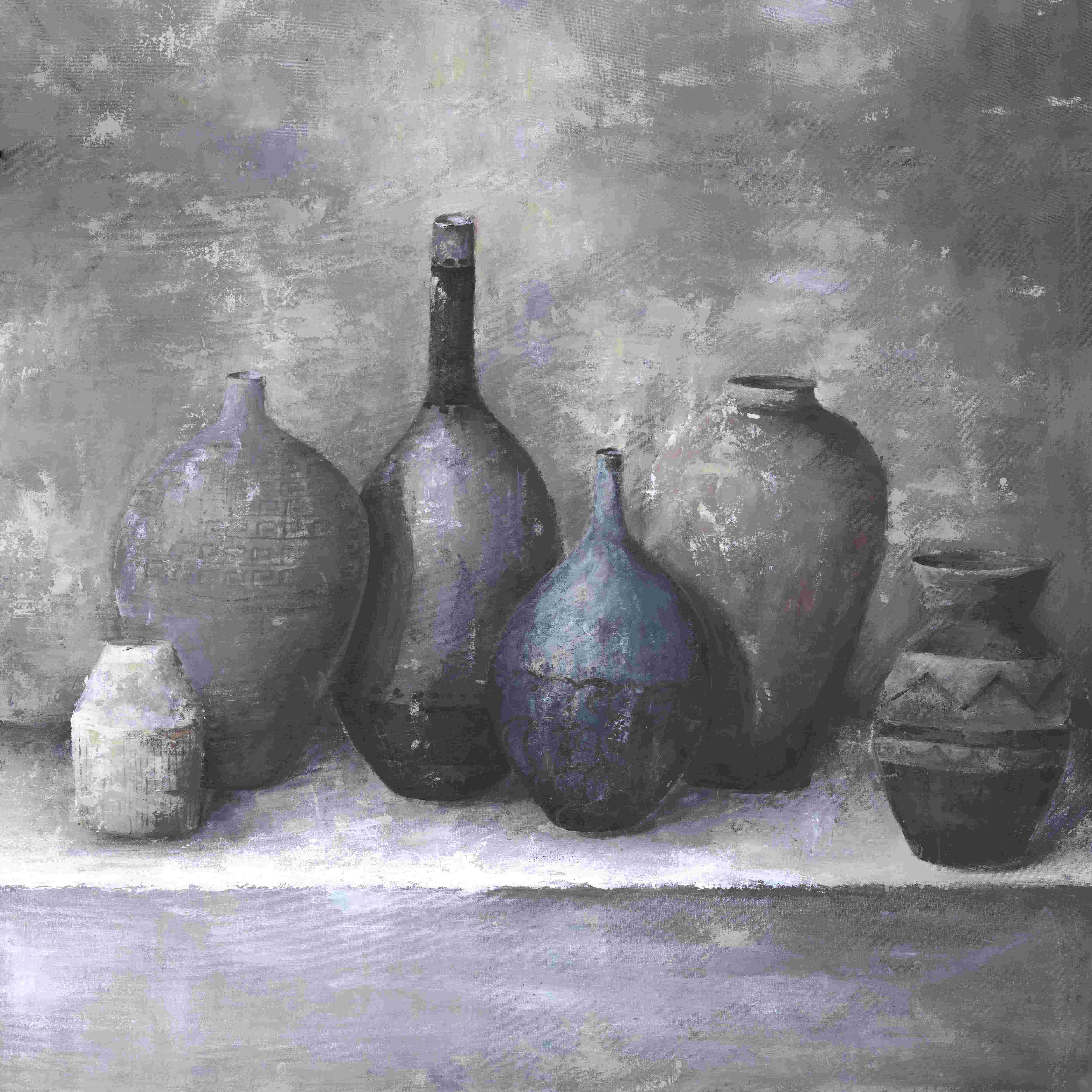 Winston Porter Tonal Painted Vases - Wrapped Canvas Painting | Wayfair