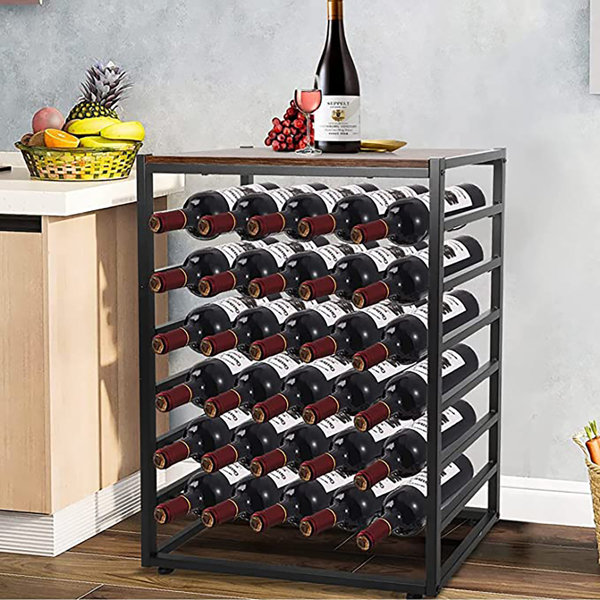 Williston Forge Pueblo 30 Bottle Floor Wine Bottle Rack in Black/Brown ...