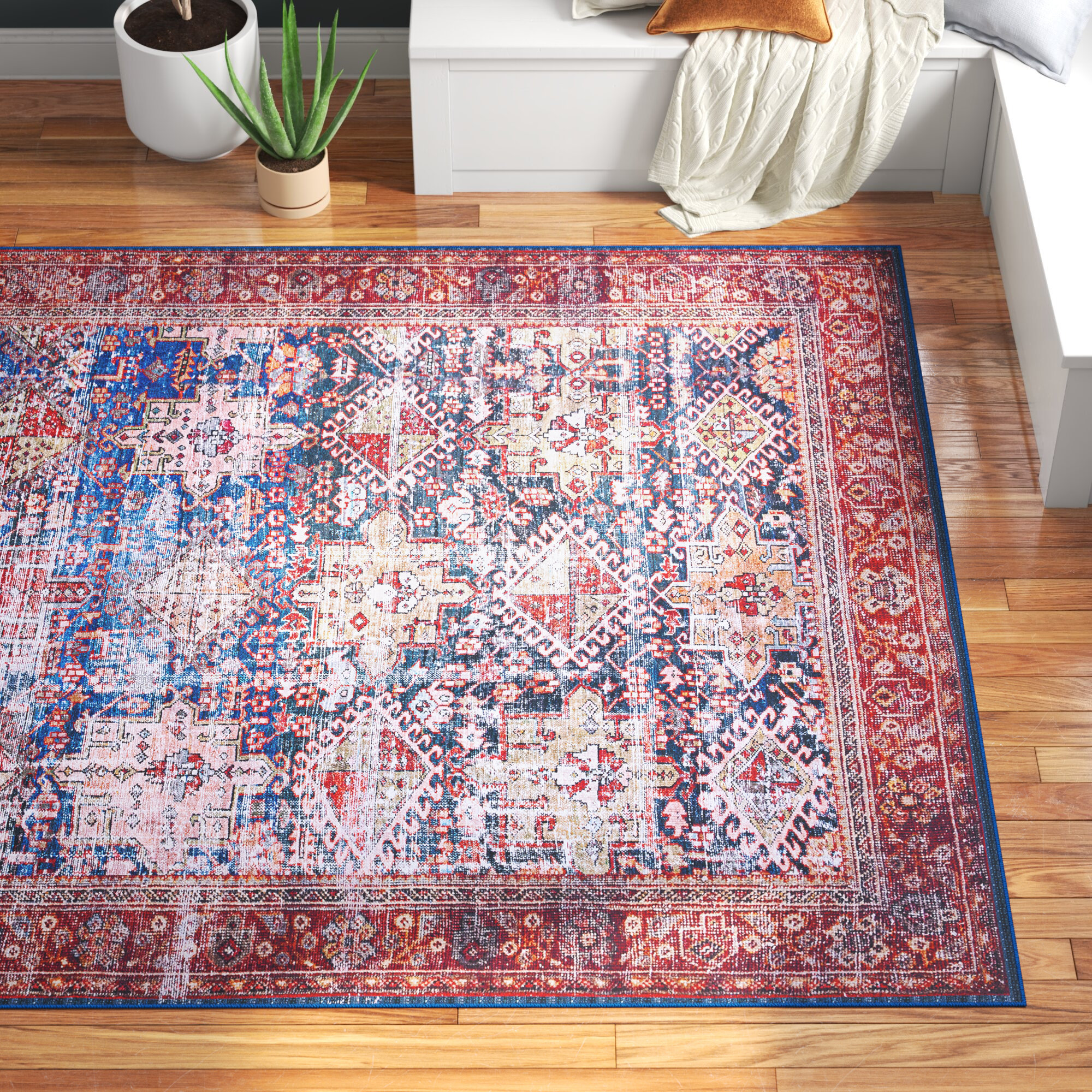 Langley Street Gadbois Performance Navy/Rust Rug & Reviews | Wayfair
