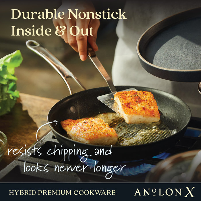 Anolon X Hybrid Cookware Nonstick Frying Pan with Helper Handle, 12 ...