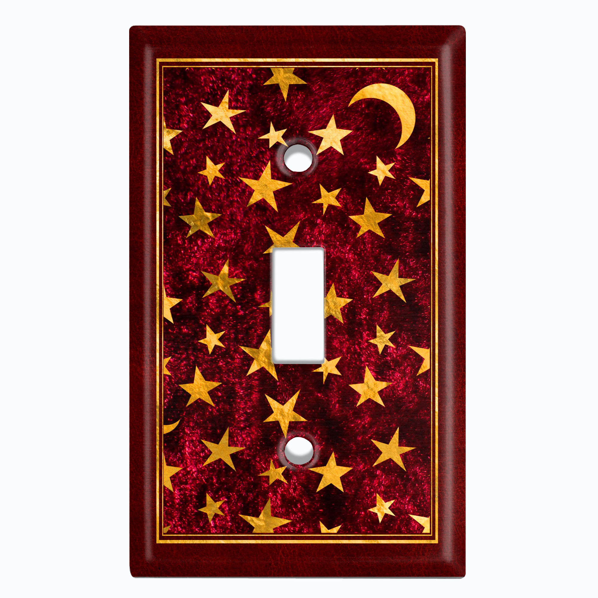 WorldAcc Night Star Moon Red Frame 1-Gang Toggle Light Switch Wall ...