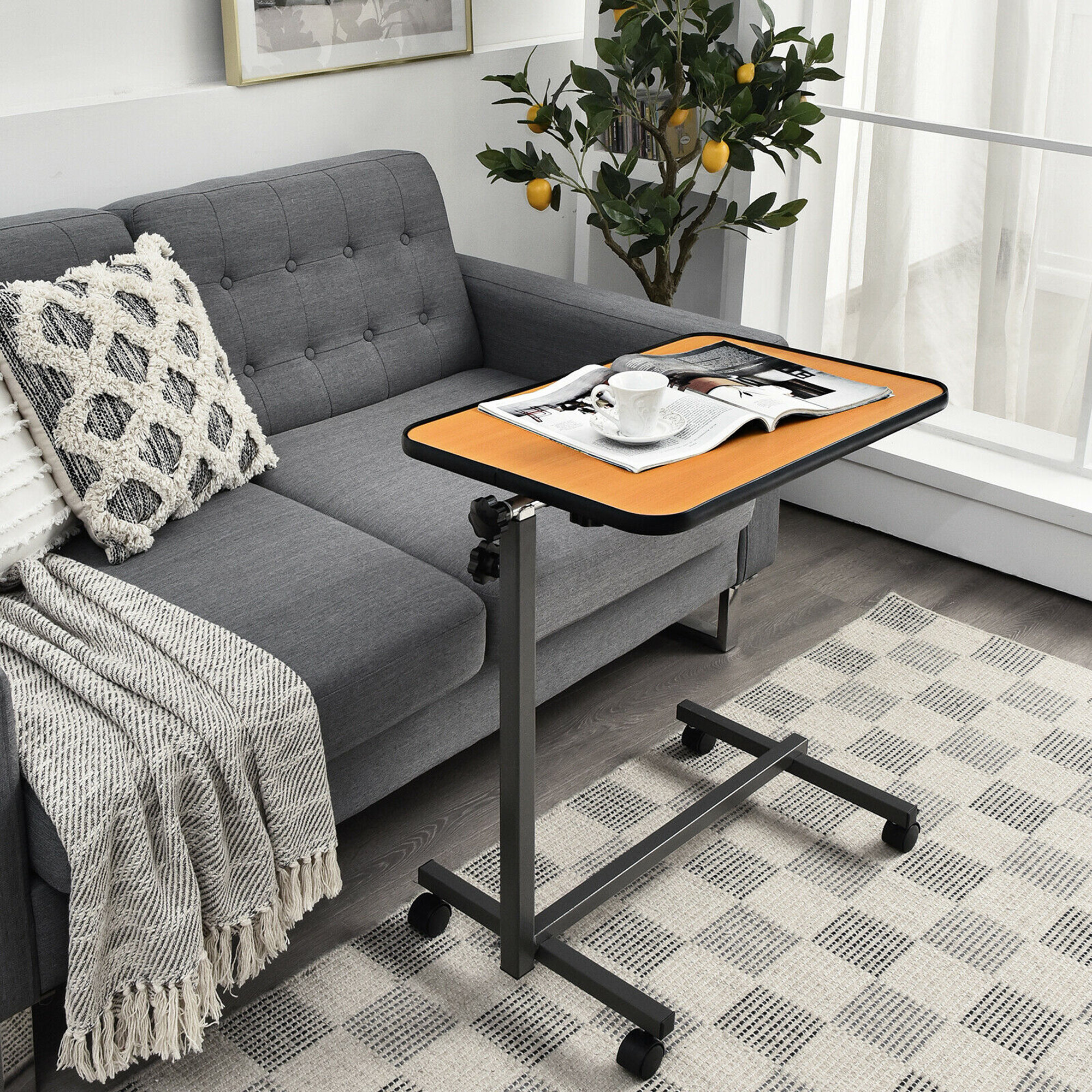 Inbox Zero Chanett Overbed Rolling Tray Table | Wayfair