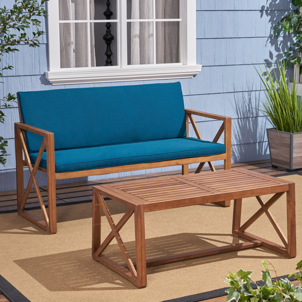 Union Rustic Solid Wood 2 - Person Seating Group with Cushions ...