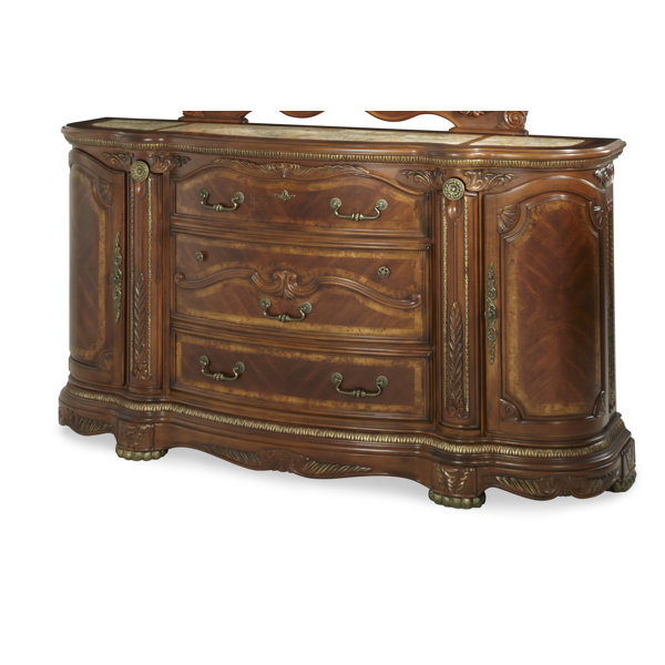 Michael Amini Cortina Honey Walnut 3 - Drawer Dresser & Reviews | Wayfair