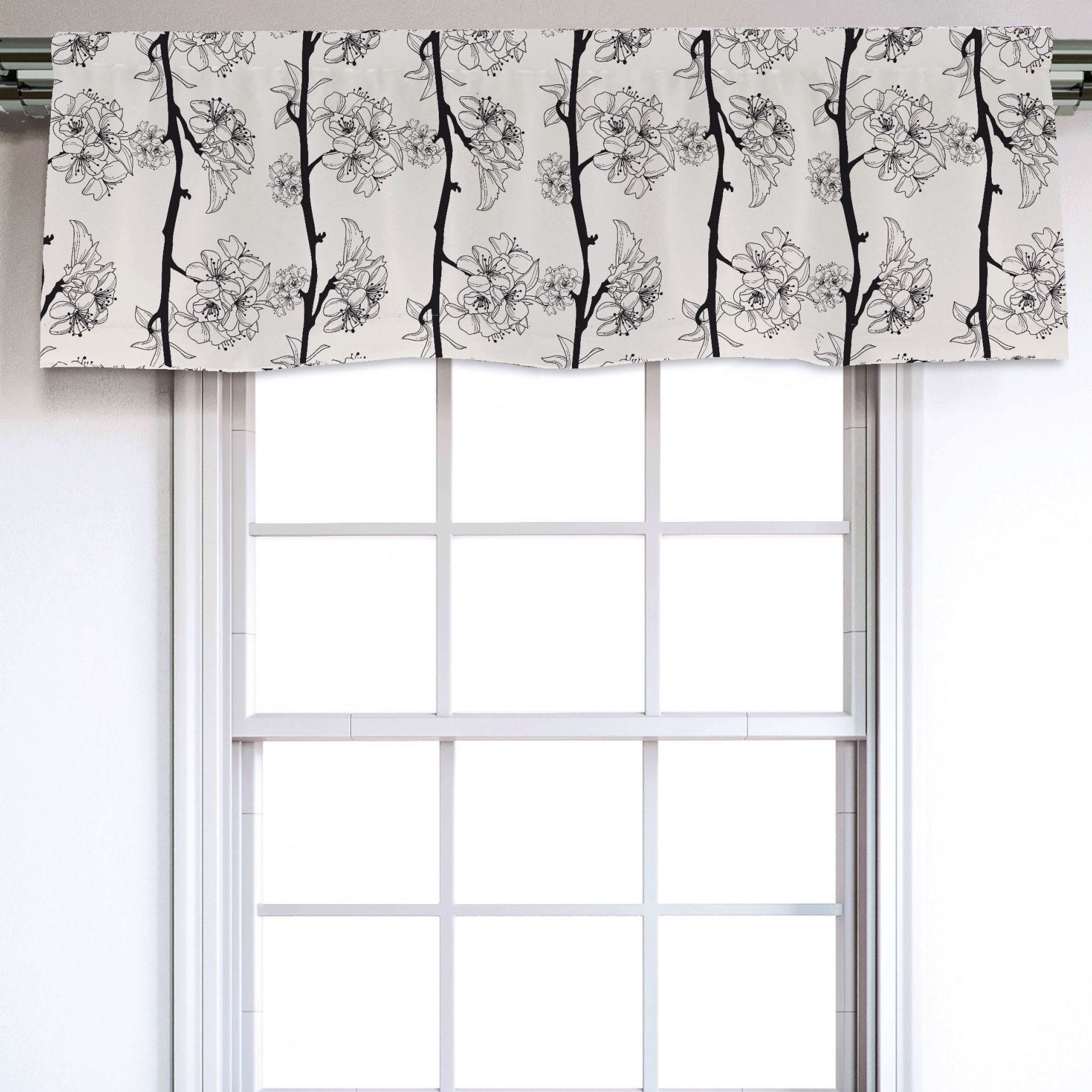 East Urban Home Floral Sateen Ruffled 54'' Window Valance in Beige ...