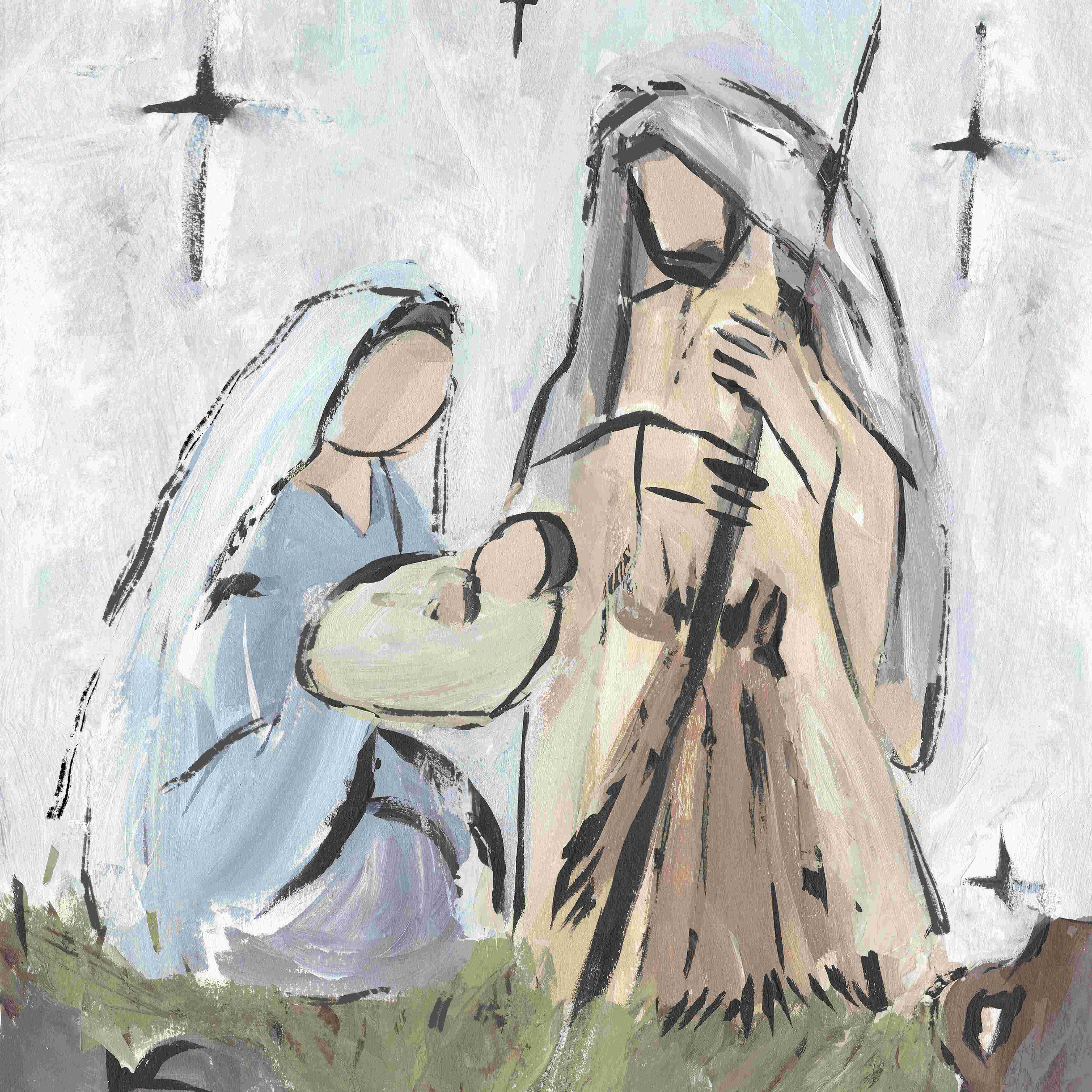 The Twillery Co.® Starry Nativity I - Wrapped Canvas Painting | Wayfair