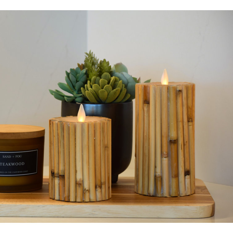 Bayou Breeze Bamboo LED Unscented Flameless Candle & Reviews | Wayfair