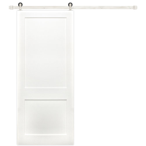 CreativeEntryways Paneled Wood Primed Shaker Barn Door with ...