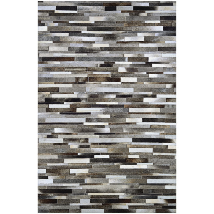 Union Rustic Ashlie Flat woven Cowhide Gray/Black Area Rug & Reviews ...