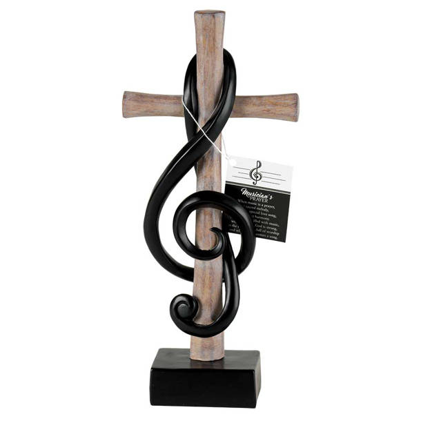 Red Barrel Studio® Pinaud Tabletop Cross with Treble Clef Sculpture ...