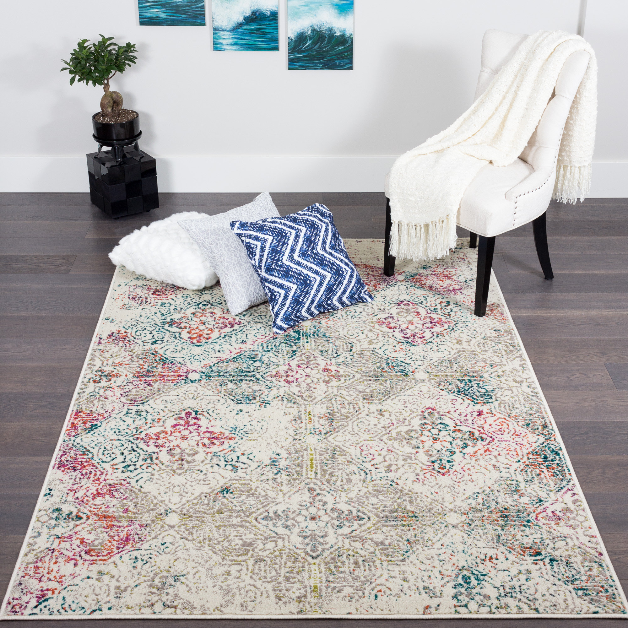 Bungalow Rose Babb Geometric Beige/Pink/Blue Area Rug & Reviews | Wayfair