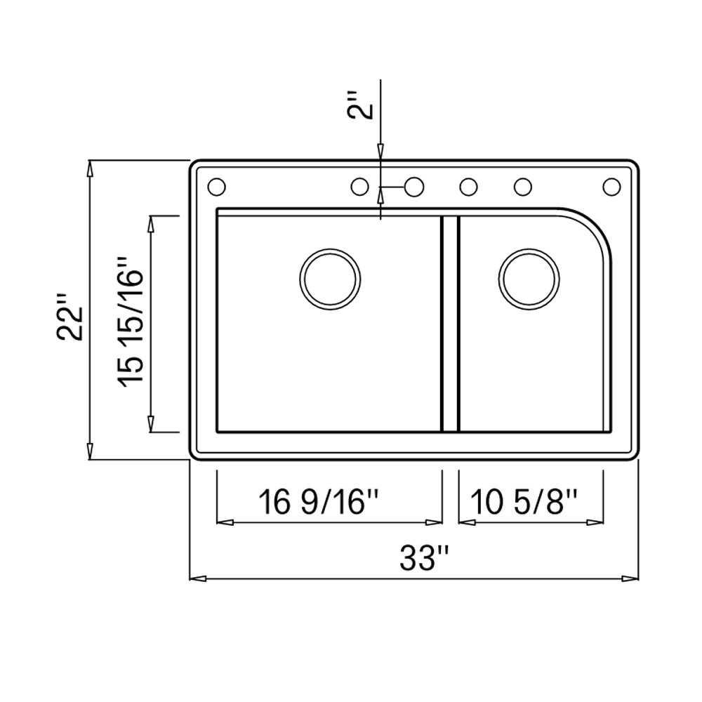 Transolid Radius 33" L x 22" W Granite Double offset Drop-in Kitchen ...