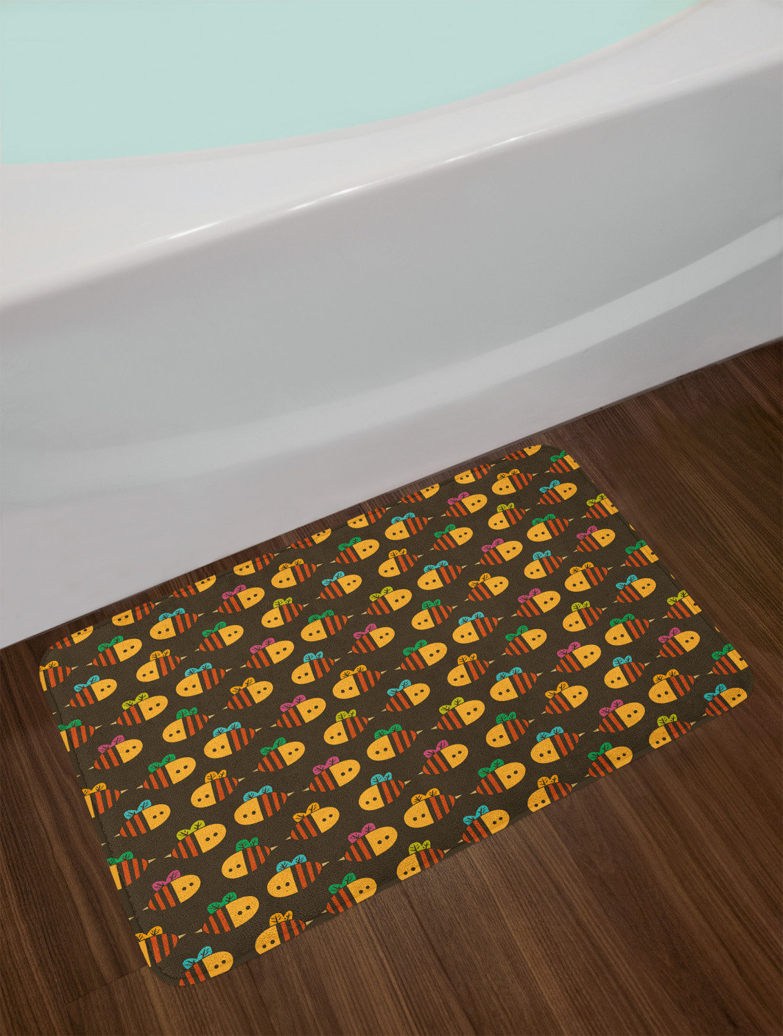 East Urban Home Bee with Children Winged insect Cartoon Bath Rug | Wayfair