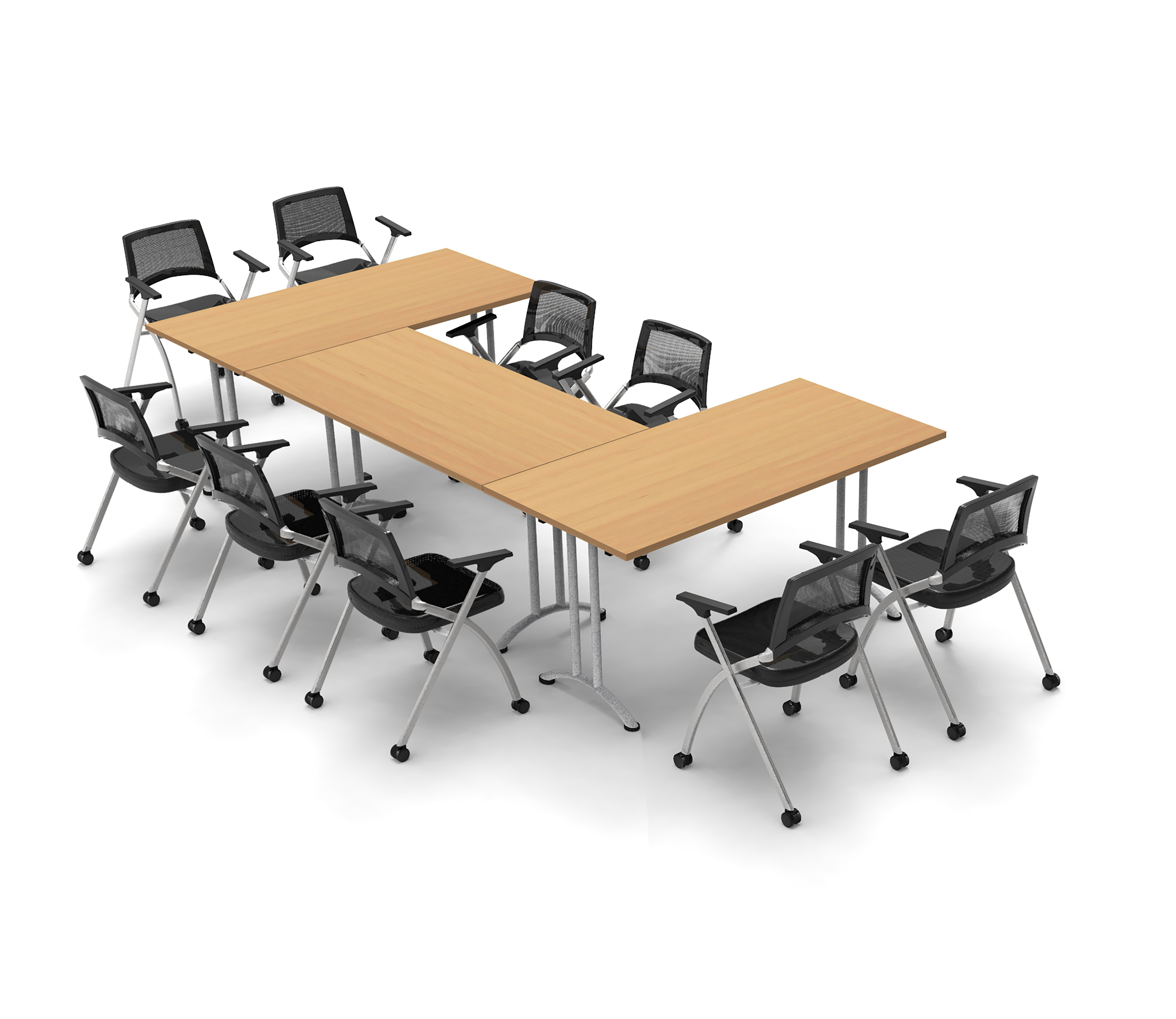 TeamWORK Tables 9 Person Conference Meeting Tables with 9 Chairs ...