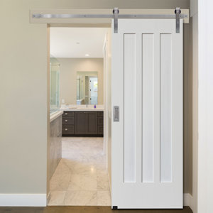 Barndoorz Paneled Manufactured Wood Primed Barn Door | Wayfair