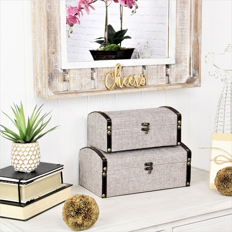 Cheungs Round Top Box in Plain Linen | Wayfair