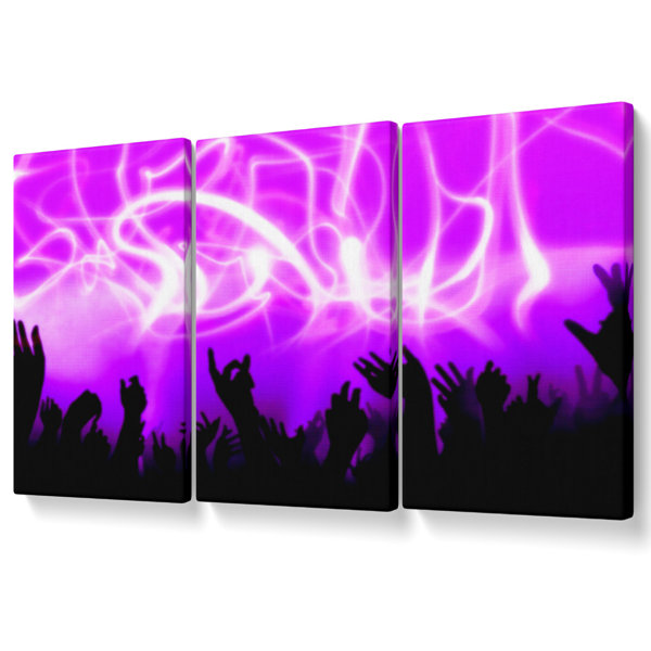 Ivy Bronx Rave Lights Pink Canvas 3 Panel Set | Wayfair.co.uk