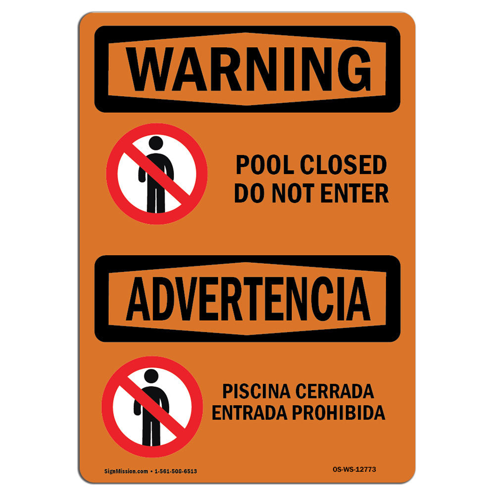 SignMission Osha Warning Sign - Pool Closed Do Not Enter With Symbol ...