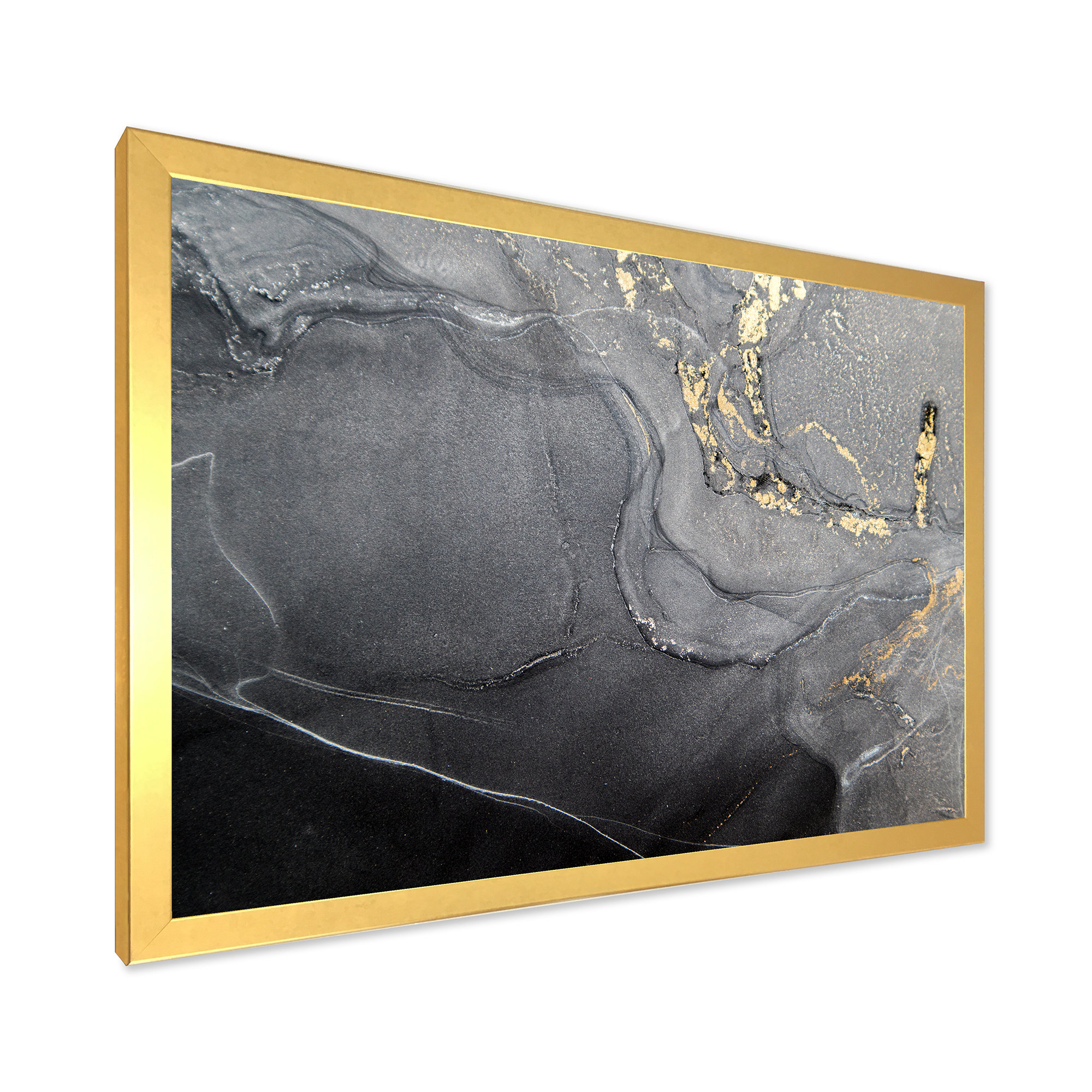 Mercer41 Gloden Black And Gray Marble Art Ripples V - on | Wayfair