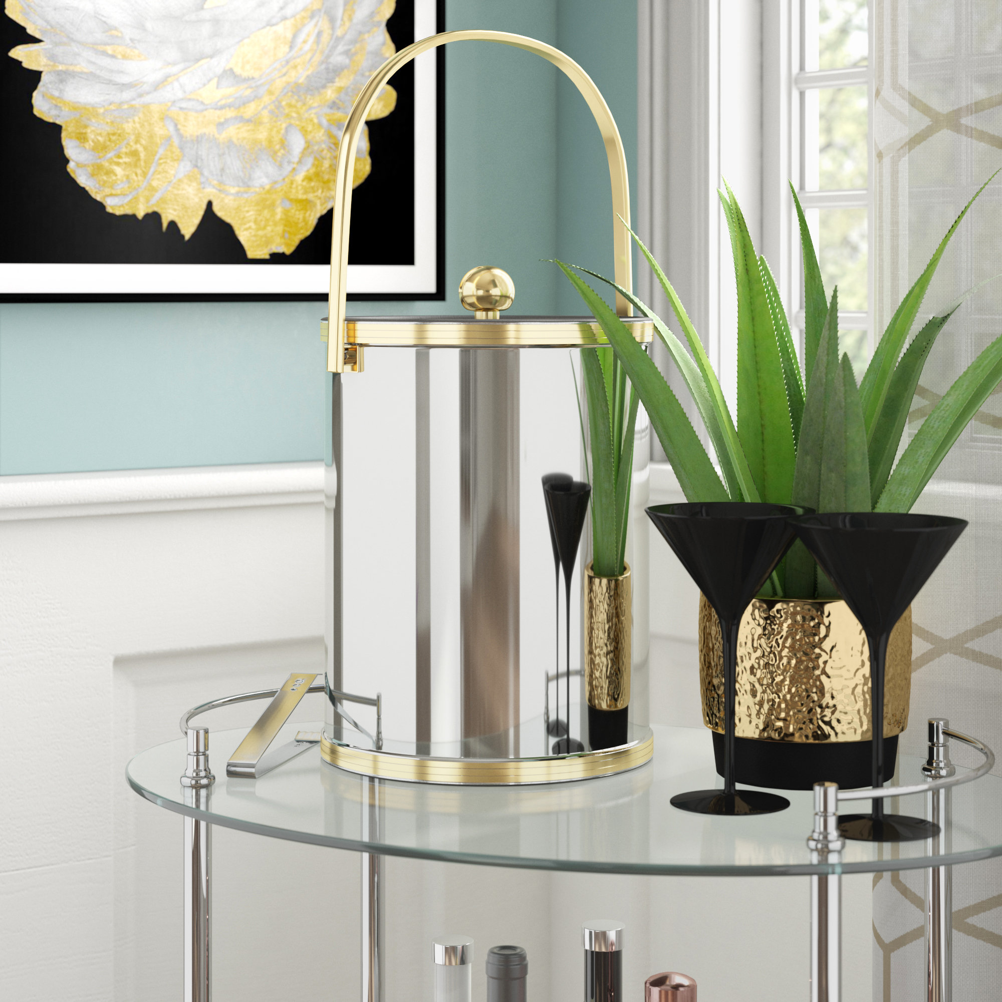 House of Hampton® Dajavette Ice Bucket with Metal Cover & Reviews | Wayfair