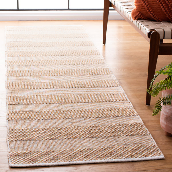 Breakwater Bay Manfred Flatweave Cotton Beige/Gold Rug | Wayfair