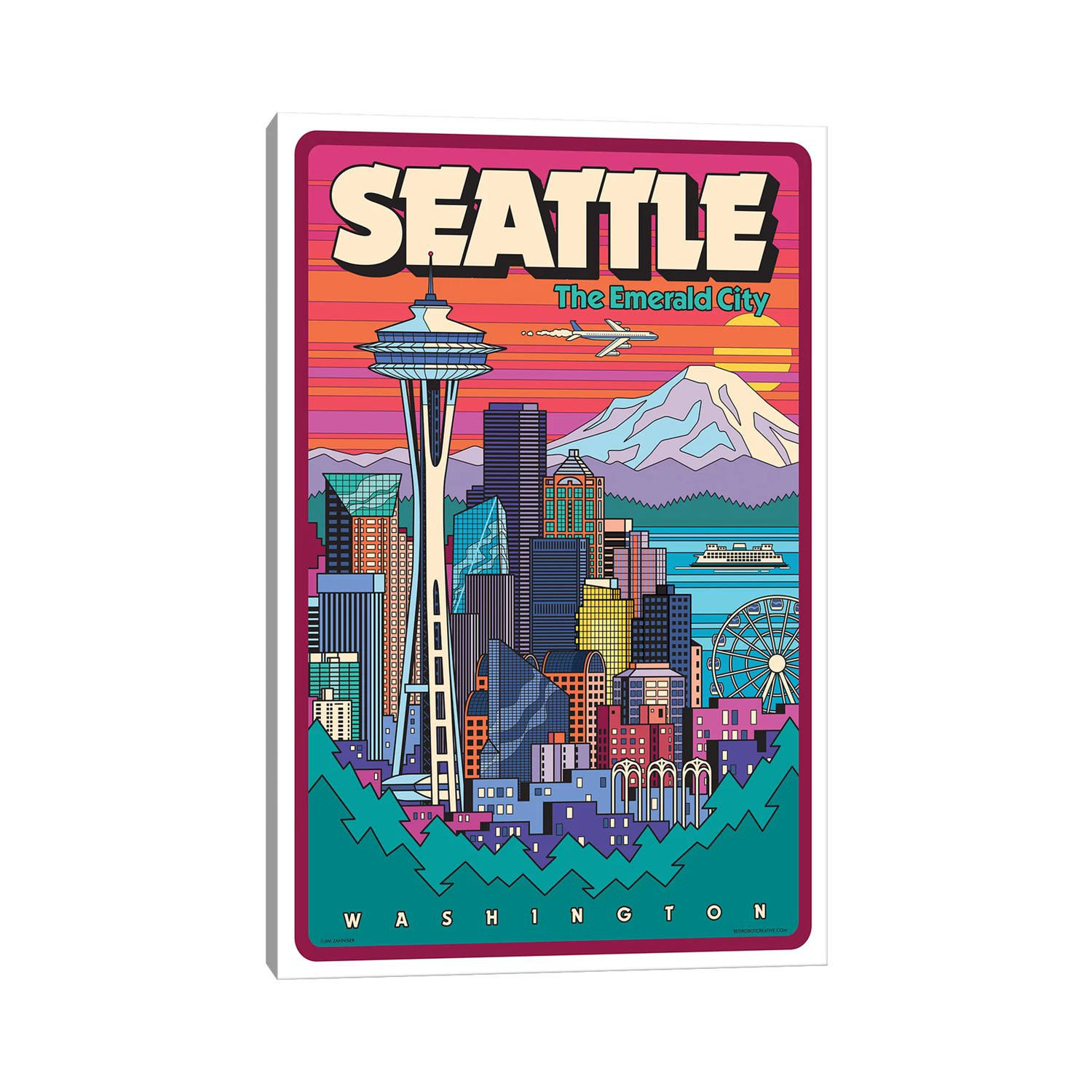 East Urban Home Seattle Pop Art Travel Poster by Jim Zahniser - Wrapped ...