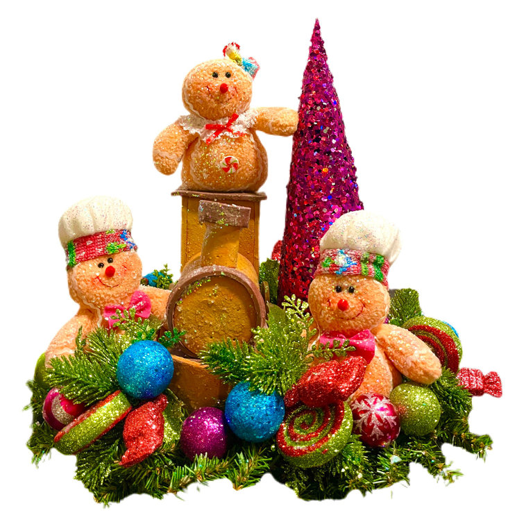 The Holiday Aisle® Bright Gingerbread Centerpiece with Train ...