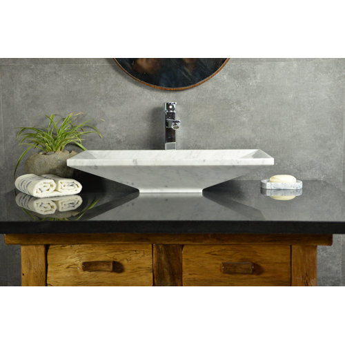 AA Warehousing 13'' White Stone Rectangular Vessel Bathroom Sink | Wayfair