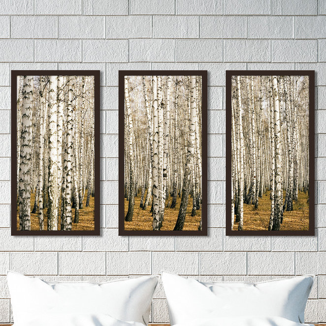 PicturePerfectInternational Birch Trees 3 - 3 Piece Picture Frame ...