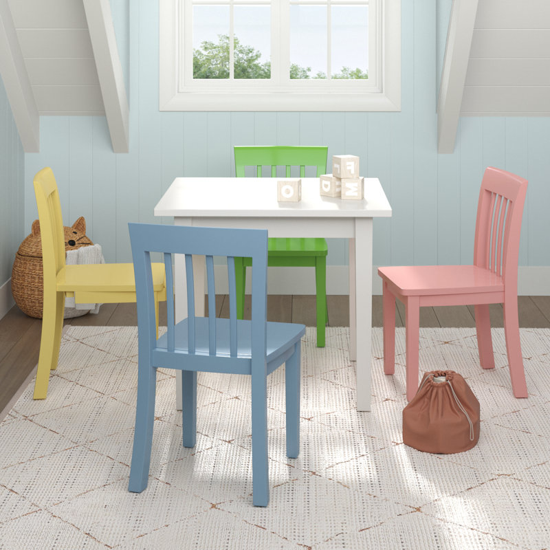 Sand & Stable Baby & Kids Kids 5 Piece Solid Wood Square Play ...