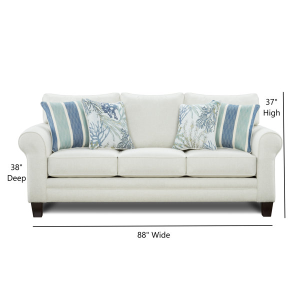 Beachcrest Home Reigate 88'' Rolled Arm Sofa with Reversible Cushions ...