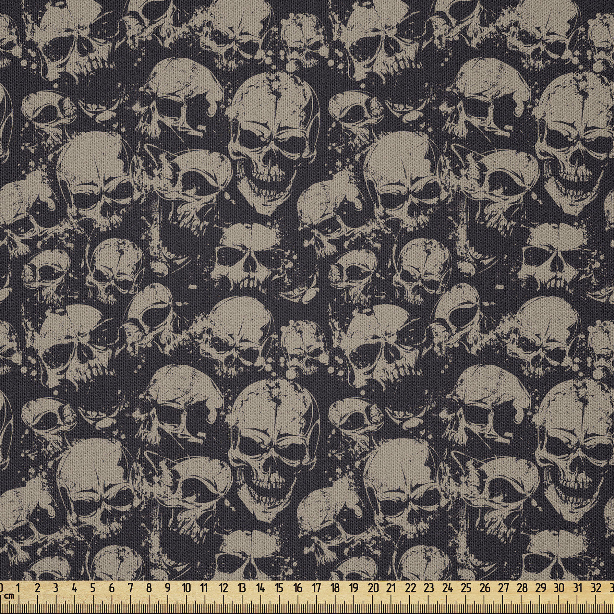 East Urban Home Skull Fabric By The Yard, Grunge Scary Skulls Sketchy ...