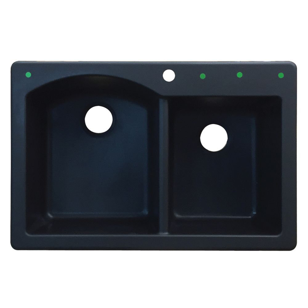 Transolid Aversa 33" L x 22" W Granite Double Offset Drop-in Kitchen ...