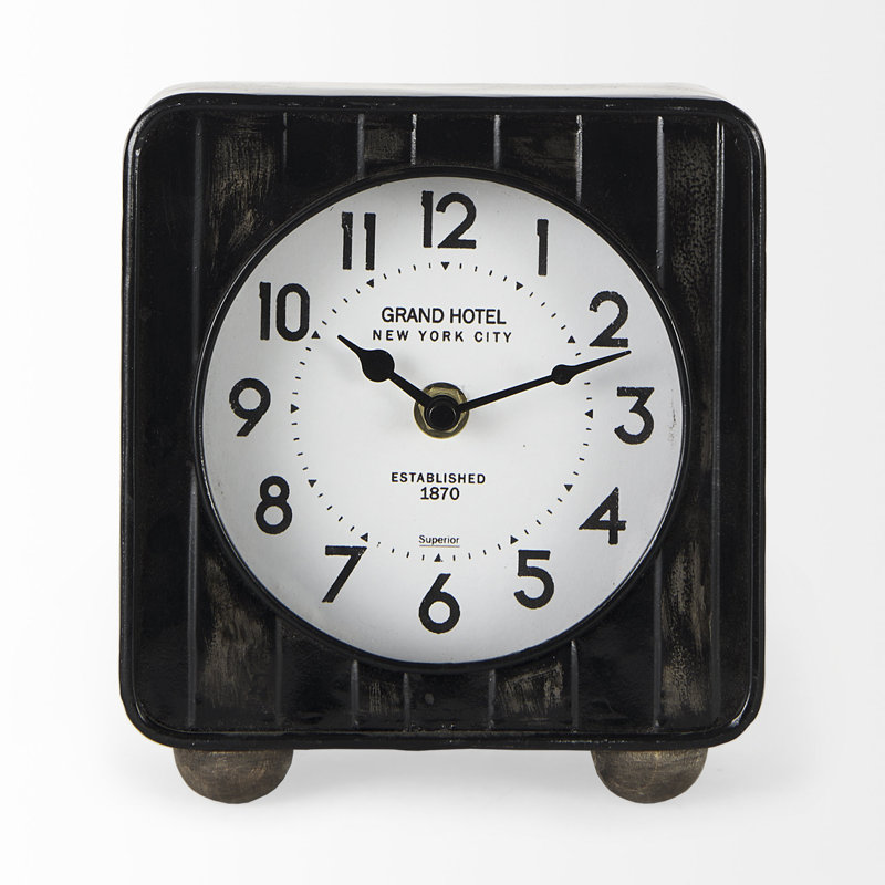 August Grove® Analog Metal Quartz Tabletop Clock | Wayfair