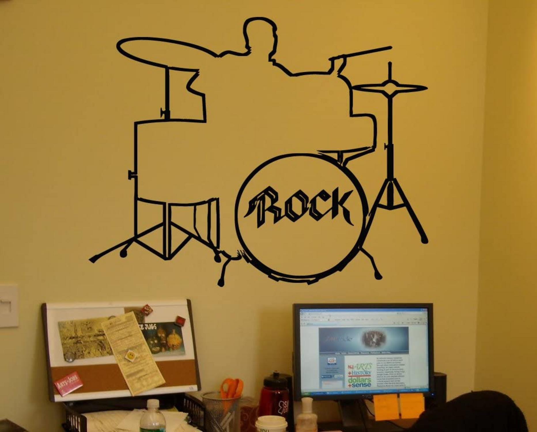 Trinx Drum Set Decal Drum Set Sticker Drums Decor Drums Rock Music Rock ...