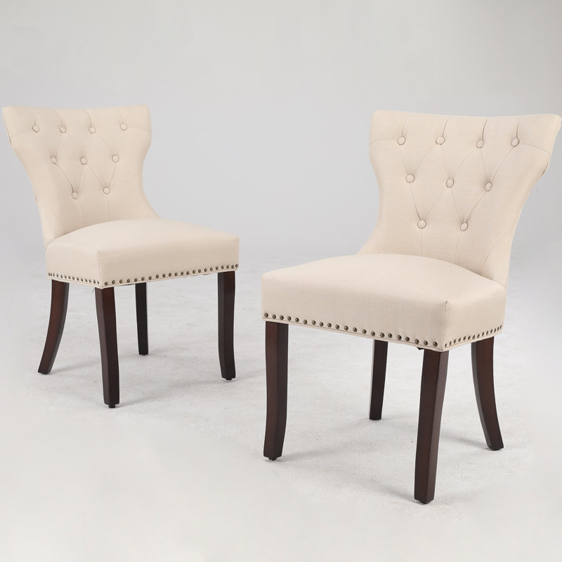 Winston Porter Keneisha Tufted Linen Upholstered Wingback Side Chair ...