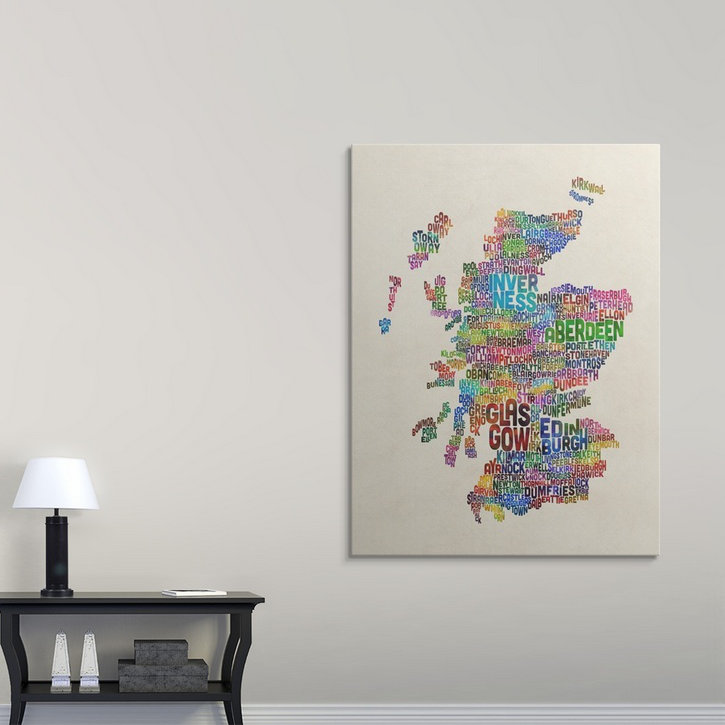 Ebern Designs Francy Scotland Typography Text Map by Michael Tompsett ...