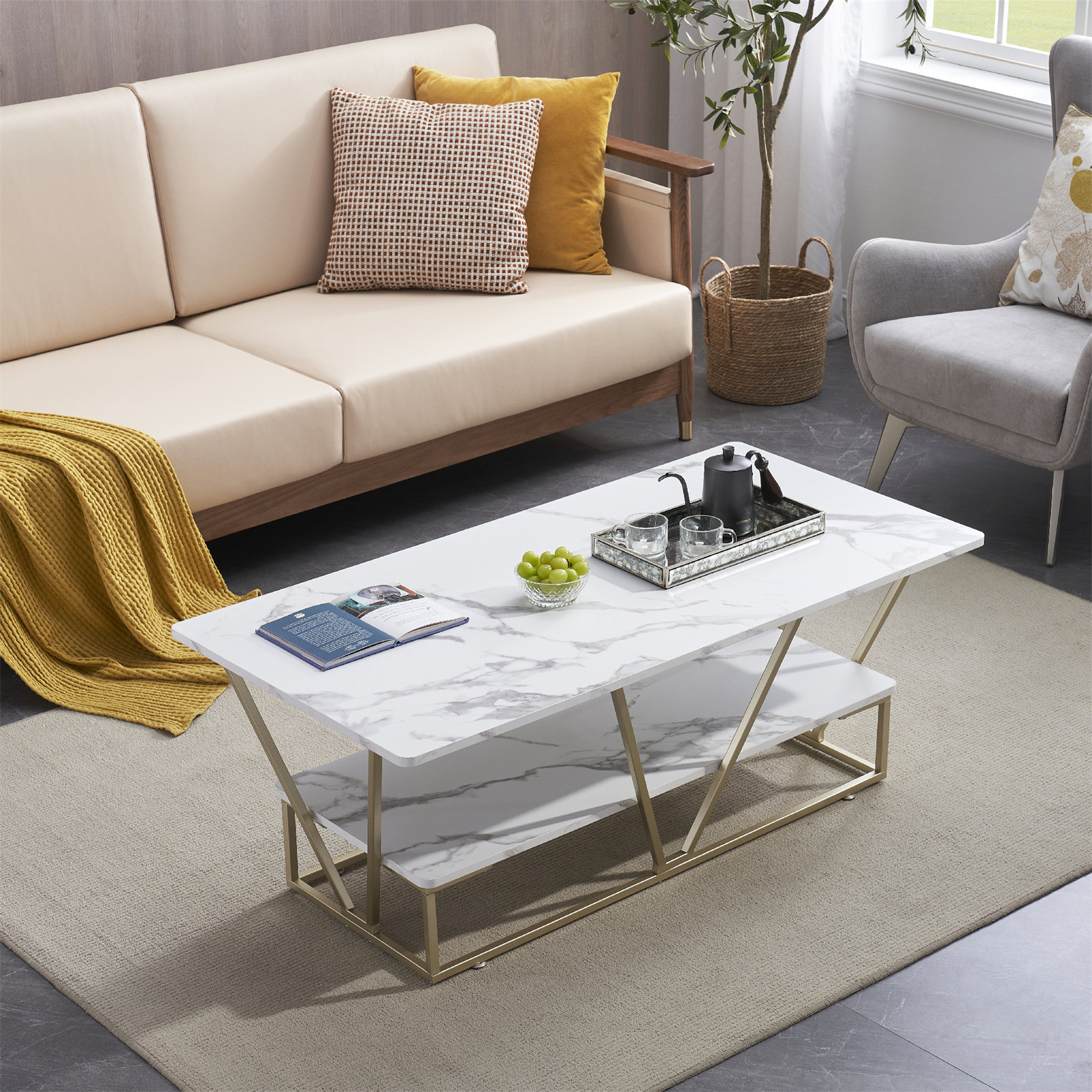 Mercer41 Hanshew Frame Coffee Table with Storage | Wayfair