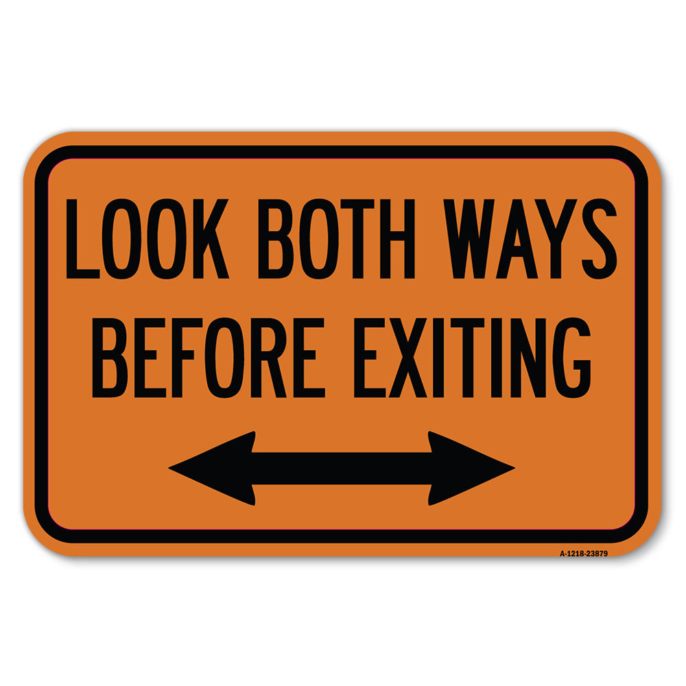 SignMission Look Both Ways Before Exiting (With Bidirectional Arrow ...