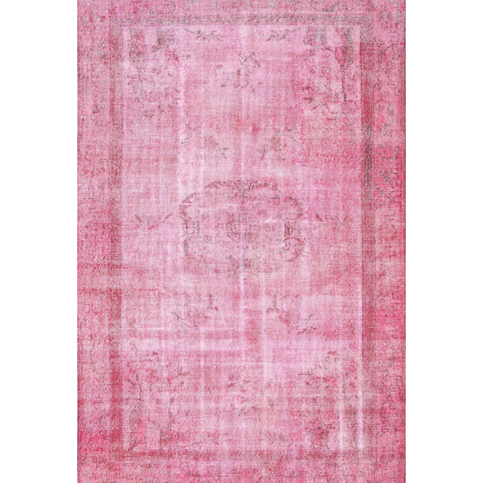 Rosalind Wheeler Royall Floral Wool Area Rug in Light Pink | Wayfair
