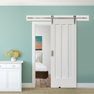 Barndoorz Paneled Manufactured Wood Primed Barn Door & Reviews | Wayfair