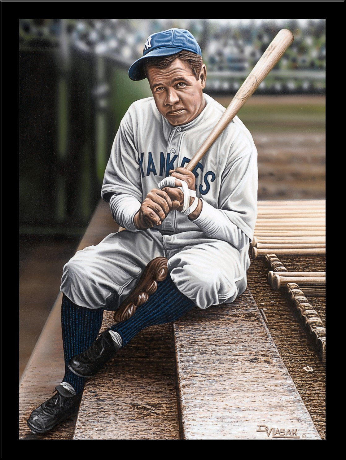 Buy Art For Less Babe Ruth Sitting On The Top Step Of Dugout by Darryl ...