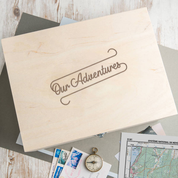 Maturi Baggett Wooden Memory Box for Couples Keepsakes "Our Adventures ...