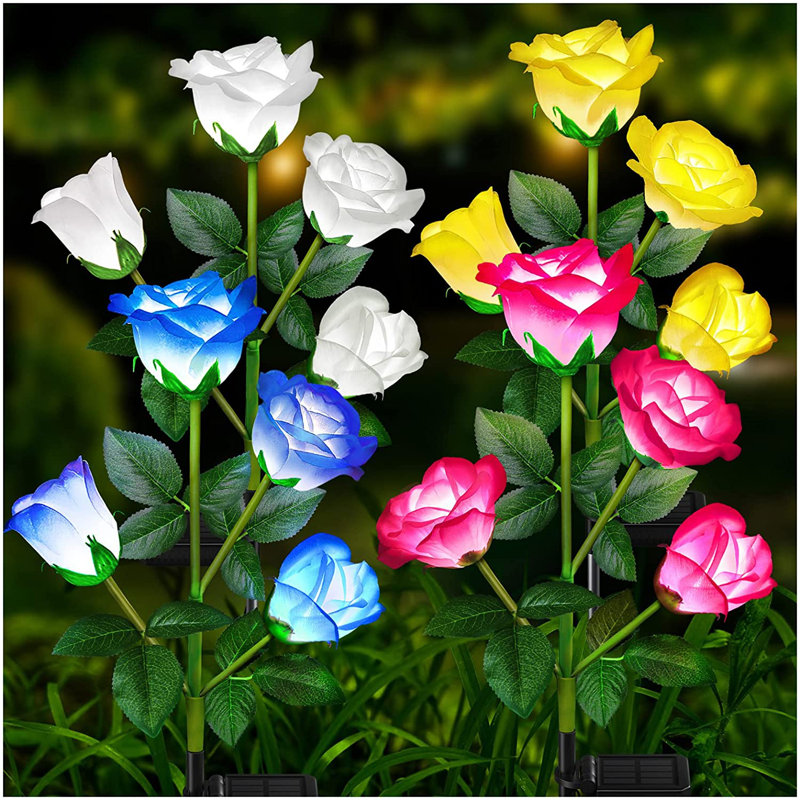 KOOPER Flower Low Voltage Solar Powered Integrated LED Metal/Fabric ...